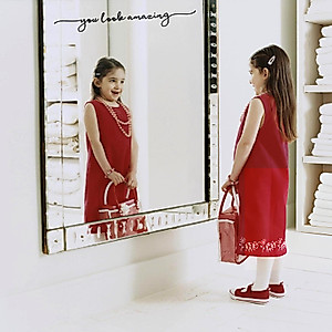 You Look Amazing Mirror Decal - 18 x 2.5 Inch Mirror Vinyl,Bathroom Decor,Slogan Wall Sticker,Beauty Salon Decor,Hair Salon Sticker,Inspirational Quotes Mirror Decal (Without Mirror)