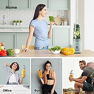 iSiLER Personal Blender, 300W Portable Blender for Shakes Smoothies with 20 Oz Travel Cup, Smoothies Maker Mixer for Protein Frozen Ice Baby Food, Grinder for Coffee beans with 10 Oz Cup BPA free