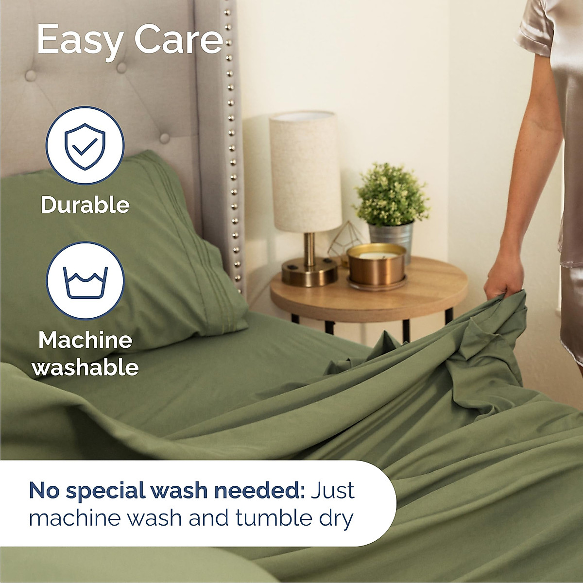 Queen Size 4 Piece Sheet Set - Comfy Breathable & Cooling Bed Sheets Set - Hotel Luxury Bedding for Women, Men, Kids & Teens - Deep Pockets, Easy-Fit, Super Soft & Wrinkle Free - Oeko-Tex - Sage Green