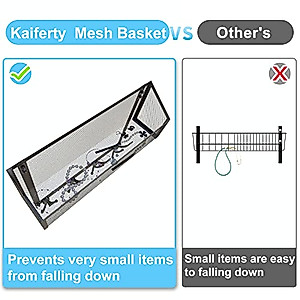 Kaiferty Hooks Organizer, Stainless Steel 12-Hook Over The Door Organizer with Mesh Basket, Bathroom Kitchen Bedroom Office Organizer (Black)