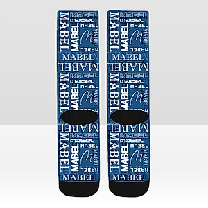 LoveHujiu Personalized Name Socks Funny Text Crew Sock Custom Birthday Christmas Gifts For Men Women Novelty Socks Darkblue