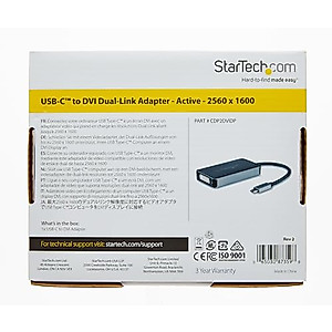 StarTech.com USB 3.1 Type-C to Dual Link DVI-I Adapter - Digital Only - 2560 x 1600 - Active USB-C to DVI Video Adapter Converter (CDP2DVIDP), Space Gray