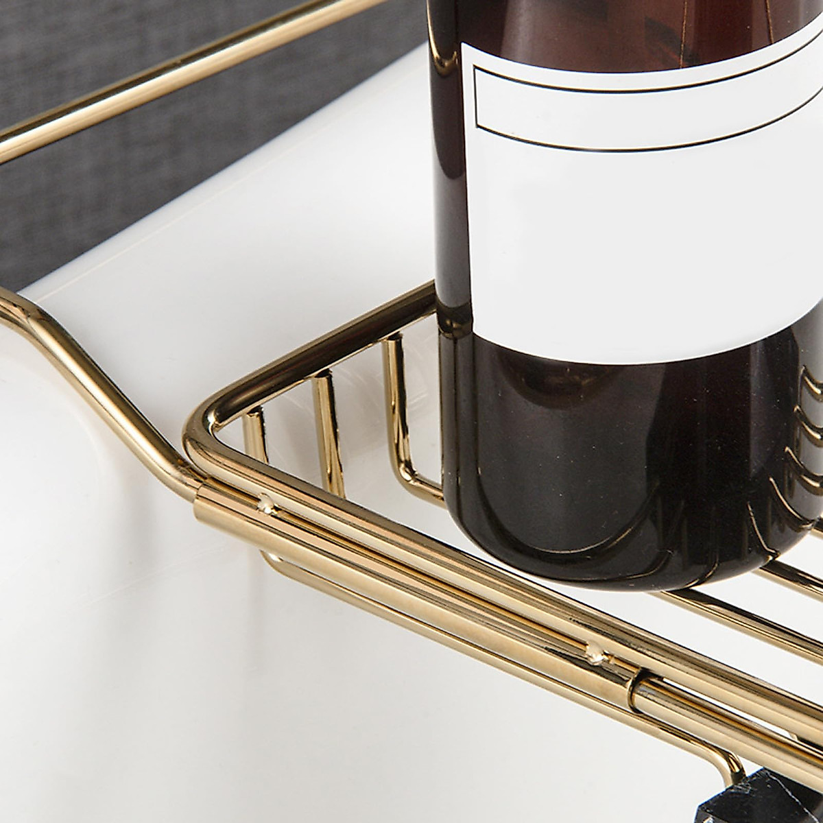 GIYDNEI Stainless Steel Bathtub Caddy Tray, Expandable Bath Tub Tray Table, Adjustable Bathroom Tray, Bath Organizer Tub Shelf,Black,26.8~35.4in