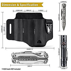 VIPERADE PJ29 Multitool Sheath for Belt, Leather EDC Pocket Organizer for Men, EDC Leather Sheath, Flashlight and Multitool Sheath, EDC Belt Organizer