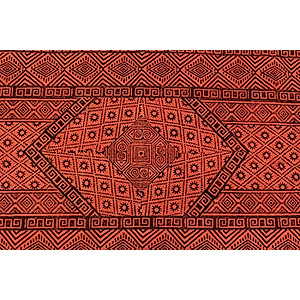 Casavani Hand Block Printed Area Rug Geometric Red Cotton Dhurrie Floor Carpet For Doormat Best Uses For Hallway Runner Rug Bedroom,Living Room,Dining Room,Purch 7x10 Feet