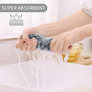 Fintale Kitchen Dish Cloths 6 Pack,12 x 12 Inches,100% Cotton Waffle Weave Soft and Super Absorbent Dish Towels, Quick Drying Dish Rags for Washing Dishes, Lattice Designed, Grey