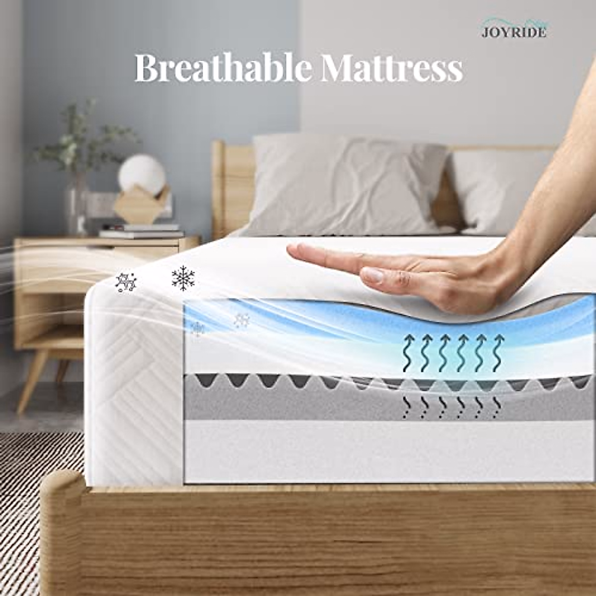 JOYRIDE SLEEP Memory Foam Mattress,12 Inch,Infused Bamboo Charcoal,Cooling Gel Infused, Medium Firm,Pressure Relief,Bed in a Box (Twin Size)