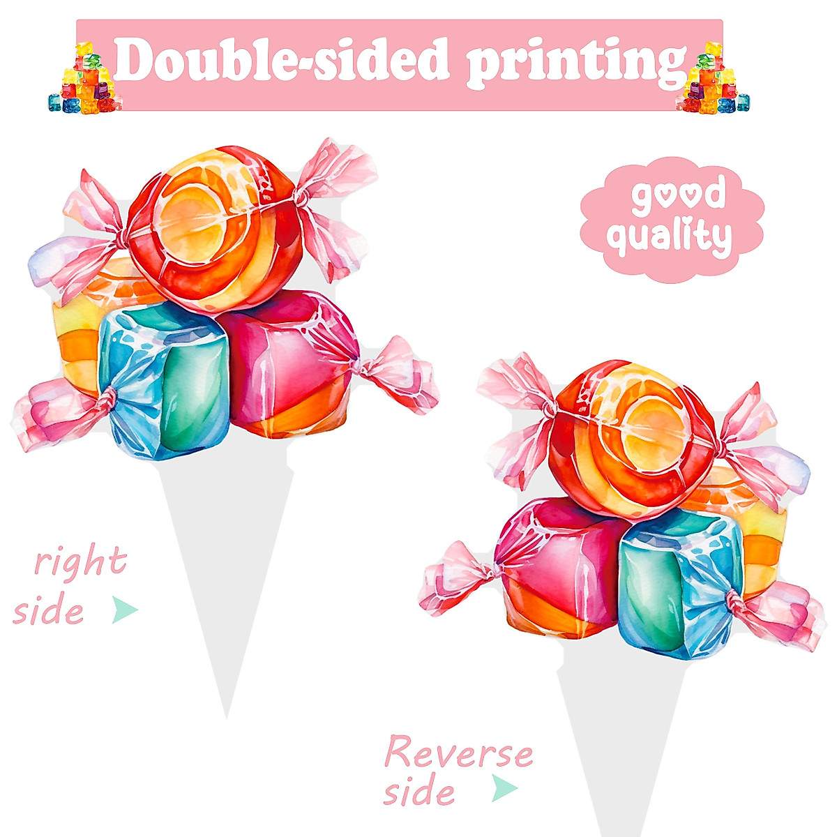 48Pcs Lollipop Cupcake Toppers Candyland Party Decorations Candyland Lollipop Cupcake Decorations Sweet Candy Cake Topper for Candyland Themed Birthday Baby Shower Supplies