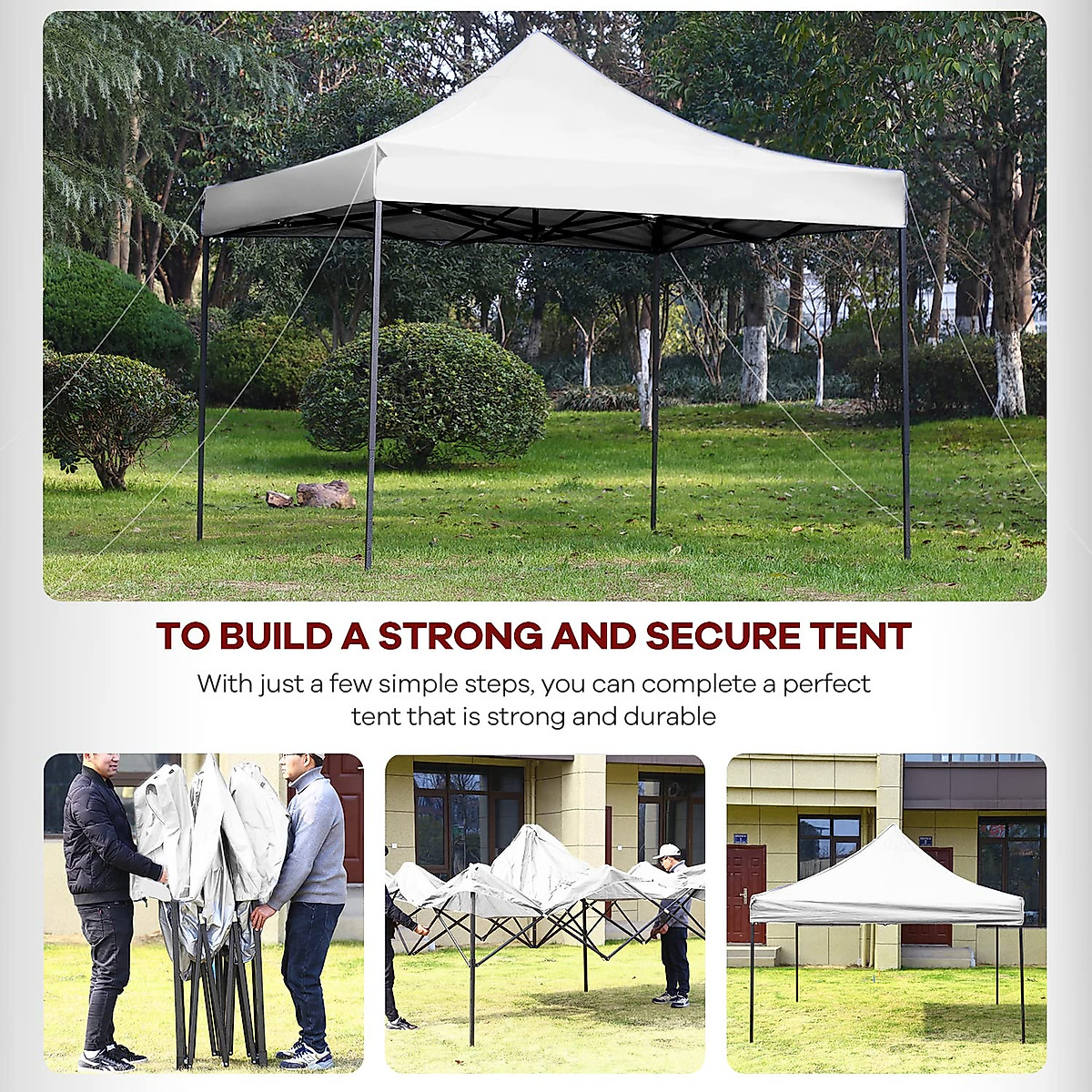 10x10 Pop Up Canopy,Outdoor Canopy Tent Camping Sun Shelter-Series Folding Party Tent with 1 Carrying Bag,4 Weight Bags,White