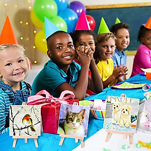 Mini Canvases 18 Pack, Cridoz Small Painting Canvas with Mini Easel 4x4 Inches Art Canvases Painting Kit for Kids Teenagers Acrylic Pouring Oil Water Color