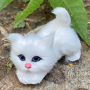 Pack of 5 Realistic Furry Baby Cats Figurines Simulation Kittens Home Office Car Decorative Statue/Synthetic Fur Pet Stuffed House Animal Replica/Photo Props/Collectible Gift