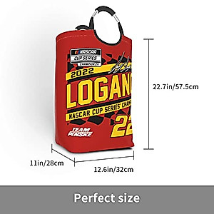 Joey Logano 22 Large Laundry Basket Laundry Hamper Bag Washing Bin Clothes Bag Collapsible Tall with Handles Waterproof Bathroom College Essentials Storage for College Dorm, Family