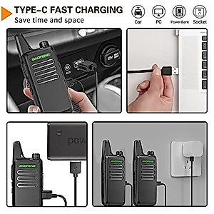 Baofeng Rechargeable Walkie Talkies for Adults Long Range Two-Way Radios Handsfree UHF Handheld Transceiver with 16 Channel VOX USB Charger Cable for Commercial Cruises Hunting Hiking,2Pack