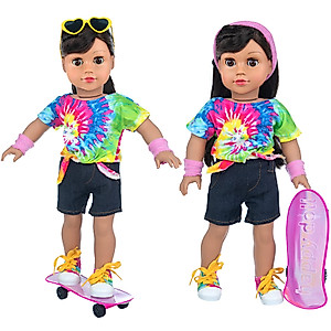 Ecore Fun 9 PCS 18 inch Doll Clothes and Accessories Set Included Doll Clothes Skateboard Backpack Shoes Etc Perfect for 18 inch Girl Dolls for Your Child