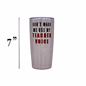 Rogue River Tactical Funny Teacher Voice 20 Oz. Travel Tumbler Mug Cup w/Lid Vacuum Insulated School Professor Teaching Educator Gift
