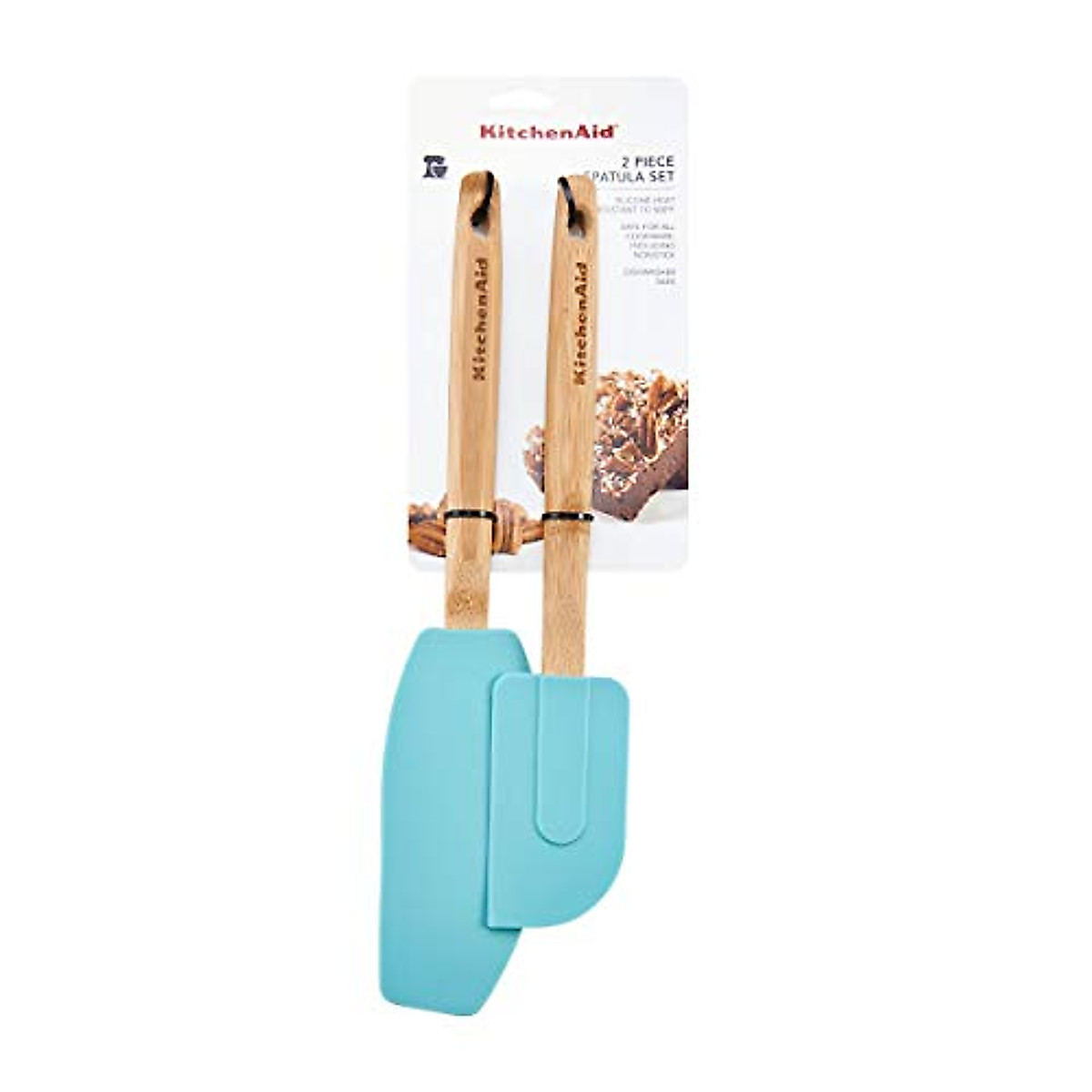 KitchenAid Classic Bamboo Spatula Set, set of 2, Aqua Sky
