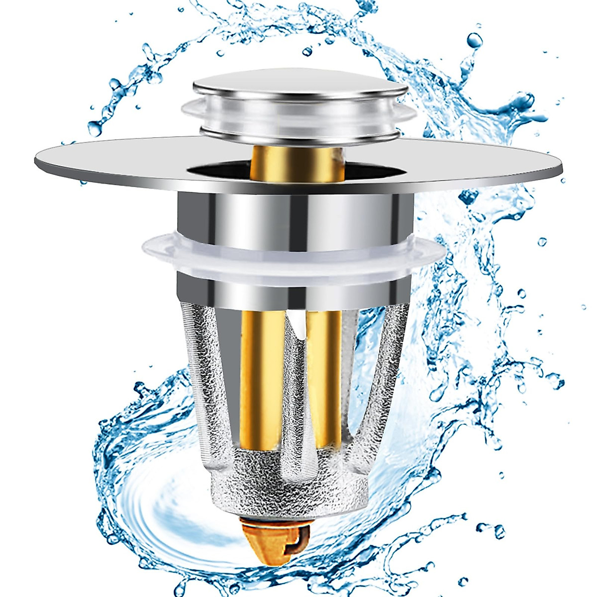 Universal Bathroom Sink Stopper, Suitable for 1.06-1.96 inch Drain Hole,Sink Drain Strainer,pop up Drain Stopper for Bathroom,Bathtub,Tub Anti Clogging Sink Drain Filter with Hair Catcher