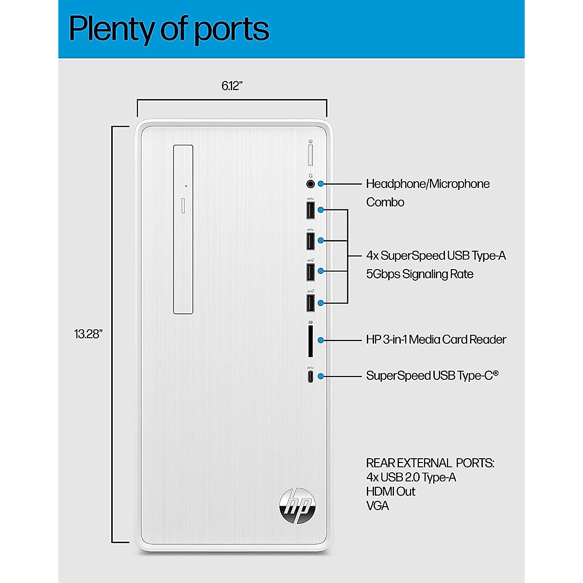 HP 2023 Newest Pavilion Desktop, 12th Gen Intel Core i7-12700 Processor(12-core), 16GB RAM, 1TB SSD, Intel UHD Graphics 770, 9 USB Ports, Wired Keyboard and Mouse Combo, Windows 11 Home