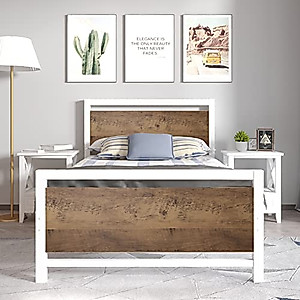 Catrimown Twin Bed Frames with Headboard, Twin Platform Bed Frame with Strong Slat Support, Twin Bed Frames for Kids, Under Bed Storage, Twin Bed Frame No Box Spring Needed, White