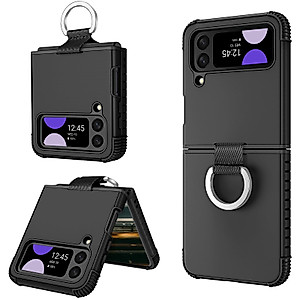 GUAGUA Compatible with Samsung Galaxy Z Flip 3 Case 5G 6.7 Inch Hybrid 2 in 1 Hard PC Soft TPU Heavy Duty Rugged Shockproof Full-Body Protective Phone Cover for Samsung Z Flip3, Black