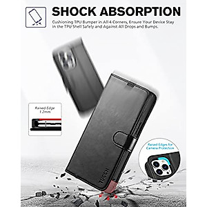 TUCCH Case for iPhone 14 Pro Max Wallet Case, [RFID Blocking] 4 Card Holder Stand [Shockproof TPU Interior Case] PU Leather Magnetic Protective Flip Cover Compatible with iPhone 14 Pro Max 6.7", Black