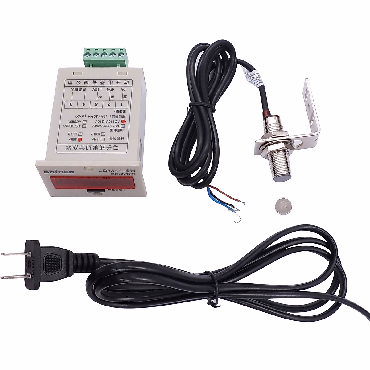 TWTADE/ 110-220VAC LED Auto Display Digital Counter 0-999999 6 Digits + Hall Proximity Sensor Switch Distance 10CM NPN NO + Holder US-JSQ+GD+CT 10mm
