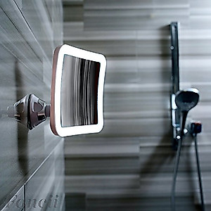 Fancii 7x LED Lighted Magnifying Makeup Mirror with Strong Suction - 6.5" wide, Natural Daylight, Cordless Portable Vanity Mirror with Lights (Square) - Mira 7