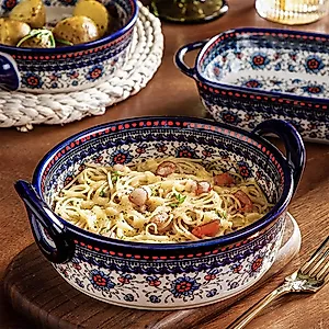 Large Serving Soup Bowl with Handles, Stackable Bowls for Soup, Cereal, Oatmeal, French Onion Soup Oven Microwave Dishwasher Safe (Color : Plum bossom)