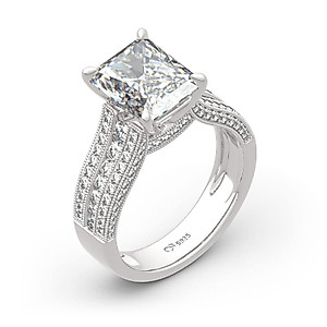 Jeulia Classic Radiant Cut Wedding Ring:Sterling Silver Halo Diamond Bridal Set Engagement Band Best Anniversary Promise Valentines Jewelry Gift with Box (White diamond, 6.5)