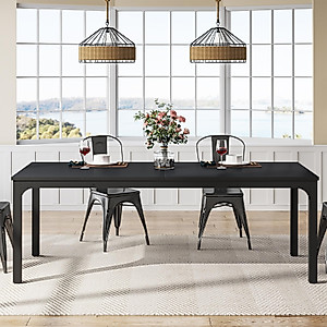 Tribesigns Black Dining Table for 6-8 Person, 78 inch Large Long Rectangle Kitchen Dinner Table for Dining Room, 78.7 x 27.5 x 29.5 Inches(Only Table)