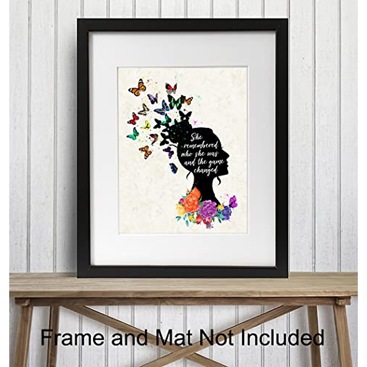 Inspirational Wall Art Decor - Positive Quote Home Decoration - Motivational Encouragement Gifts for Women -8x10 Poster for Girls or Teens Bedroom, Living Room, Bathroom, Office - Floral Butterflies