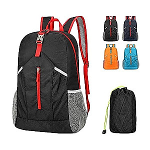 AMO NENES 25~30L Lightweight Hiking Backpack, Foldable Waterproof Packable Backpack for Travel Camping Outdoor Hiking Daypack (Black)…