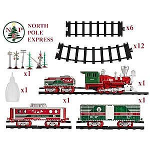 Lionel Trains Set North Pole Express Holiday Train 29 Piece Set with Water Vapor Smoke Effect, Working Headlight, Horn and Bell Sounds