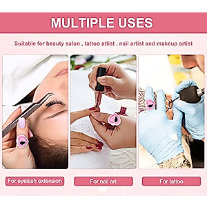 100PCS Disposable Glue Rings for Eyelash Extensions - Heart-Shaped Lash Fan Blossom Supplies with Storage Box - Perfect for Professional Beauty Salons and Individual Lash Techs - Pink