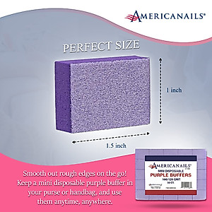 Americanails Mini Purple Buffers - (100/120 Grit) - Professional Salon Quality Buffing Blocks for Nails - Buff Nails Prior to Application of Polish, Gel Polish, Gel, Acrylic, Double-Sided, 50 Ct