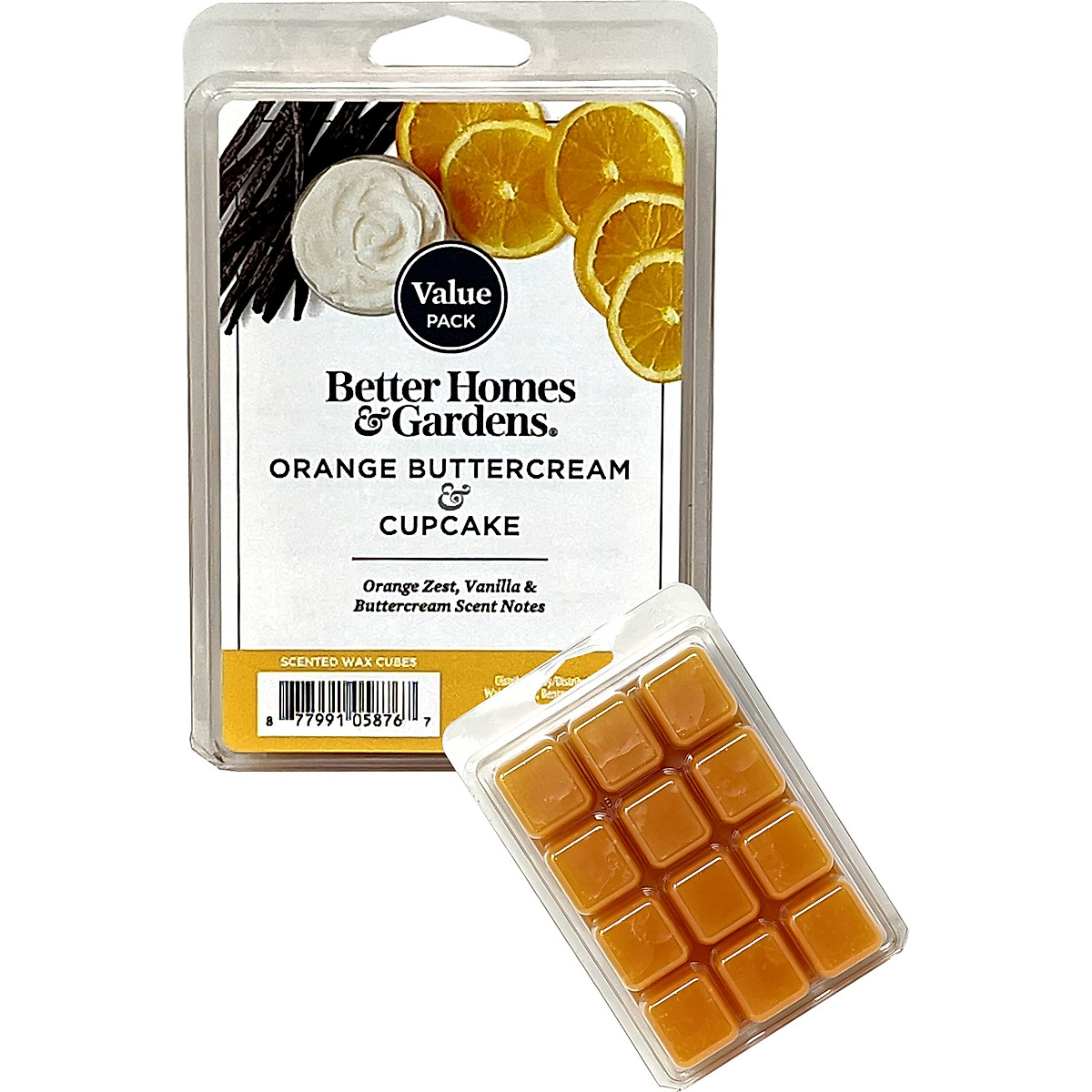 Better Homes and Gardens Scented Wax Cubes Orange Buttercream Cupcake, 5 OZ Package (12 Wax Cubes)
