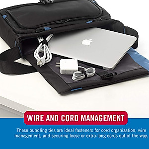 VELCRO Brand ONE-WRAP Cable Ties, 100Pk, 8 x 1/2" Black Cord Organization Straps, Thin Pre-Cut Design, Wire Management for Organizing Home, Office and Data Centers