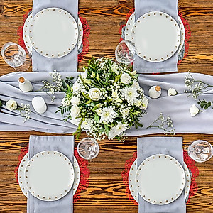 Floral Placemats Wipeable Vinyl Placemats 15 Inch Round Place Mats Farmhouse Kitchen Table Mats Heat Resistant Washable Pressed Vinyl Dining Table Mats Wedding Anniversary Decoration, Red