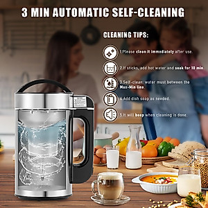 Moongiantgo Nut Milk Maker Machine 1L, 7-In-1 Soy Milk Maker with Recipe, Suitable for Soybean Milk, Almond Milk, Vegan Milk, Oat Milk, Plant Based Milk, Porridge, Paste, Juice, Self-Cleaning, 110V