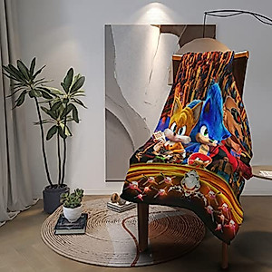 Cartoon Hedgehog Throw Blanket Ultra Soft Flannel Fleece Blanket Livingroom Sofa Blanket Lightweight Plush for Kids Adults 60"x50"