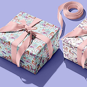 FIEHALA Unicorn Wrapping Paper -12 Sheet Gift Wrapping Paper Folded Girl Wrap 20'' x 27.5'' Unicorn Party Favor for Kids Girls Birthday Party Baby Shower Holiday