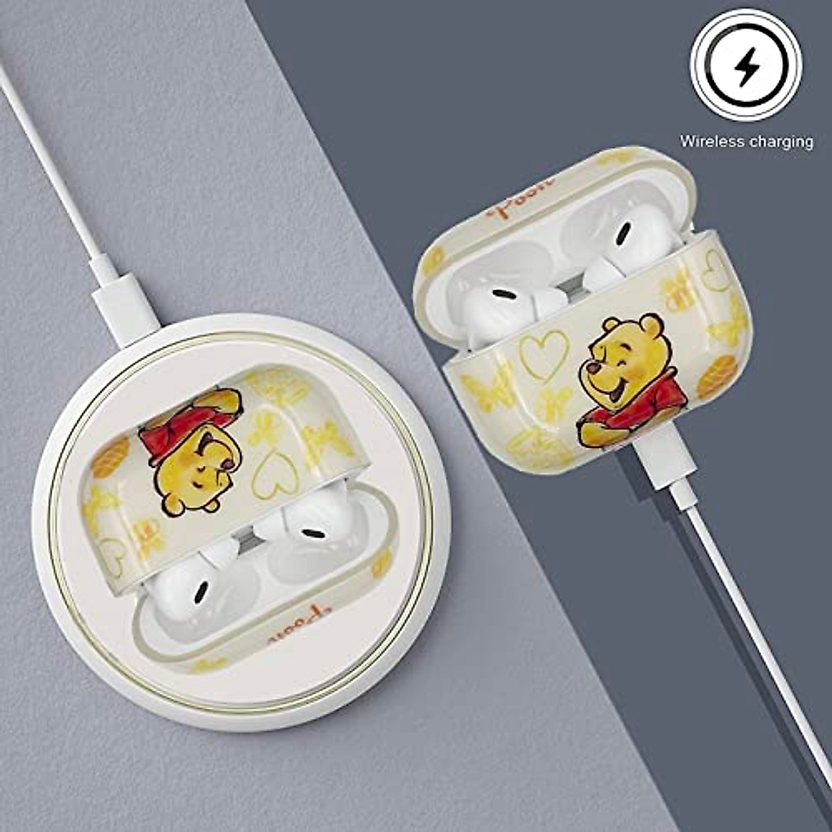 Case for Airpods Pro 2 Case Cover, Airpods Pro 2 Case and Lanyard+Earphone Cleaning Pen Cute Cartoon Personalized Custom Anime Design Airpod Case for Women Girls Wireless Airpods Pro 2 Case (Pooh)