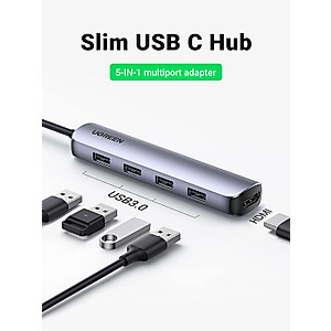 UGREEN USB C Hub HDMI 4K with 4 Ports USB 3.0 5Gbps 5 in 1 USB C to HDMI Adapter Multiport USB Compatible with iPhone 16 Plus Pro Max 15 MacBook iPad Pro Air 2024 Surface Pro Galaxy S24 Tab S9