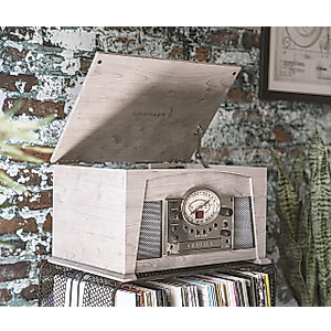 Crosley CR7015A-GY Medley 3-Speed Vinyl Record Player Turntable with Bluetooth, AM/FM Radio, CD Player, Cassette Deck, and Aux-in, Gray