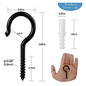 Bunhum Screw Hooks for Hanging Outdoor Lights, Q-Hanger Ceiling Hooks for Outdoor String Lights, Screw-in Eye Wall Hooks for Handing Plant Christmas Light Cup Led Wire Wind Chimes (Pack of 20)