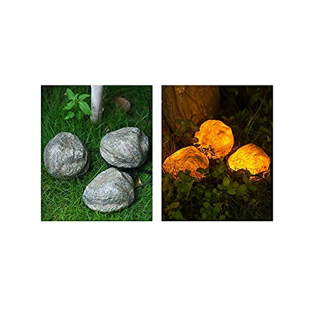 Solar Garden Lights Outdoor Simulation Stone lamp Waterproof Landscape Night Lights for Lawn/Patio/Path Four Stones
