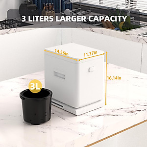 DoubleTT Electric Indoor Compost Bin | 3L Smart Composter | Food Cycler with Big Capacity | Compost Machine for Apartment Countertop