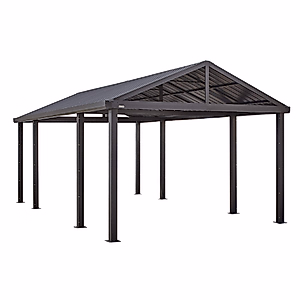 Sojag 20' x 12' Samara Carport with Aluminum Frame and 10' High Galvanized Steel Roof for Easy Drive Through Access