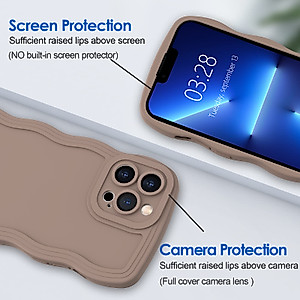 Anuck for iPhone 13 Pro Max Case Wave, Curly Frame Design for Women Girls, Cute Wavy Solid Color Aesthetic Phone Case Soft Flexible TPU Shockproof Full-Body Protective Cover 6.7" - Brown