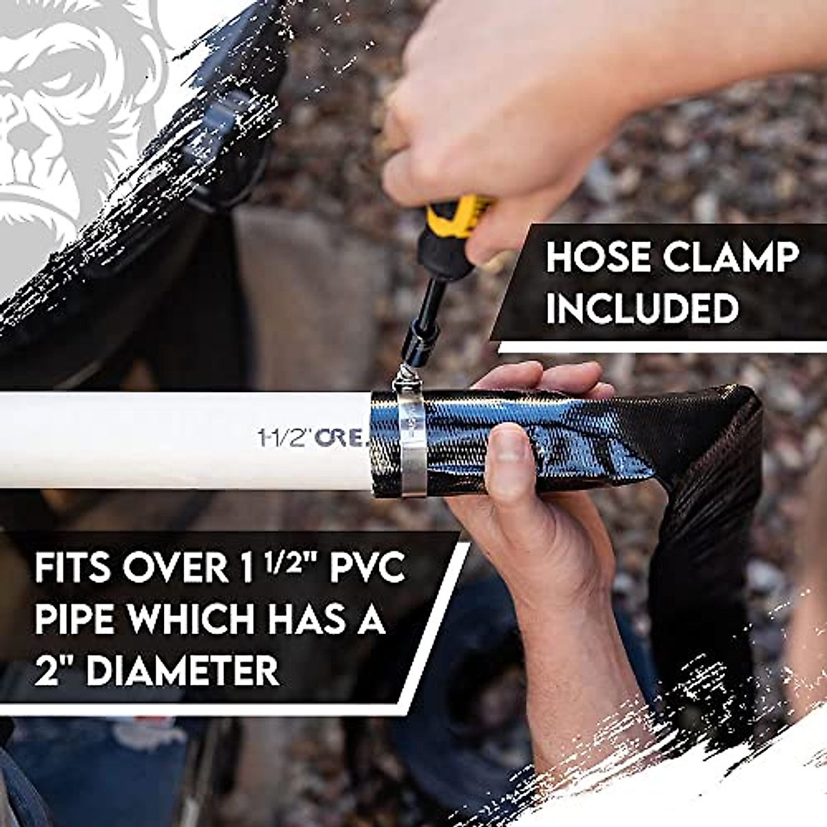 GORILLA Swimming Pool Backwash Hose with Clamp - Extra Heavy Duty - Weather and Chemical Resistant (50 FT)